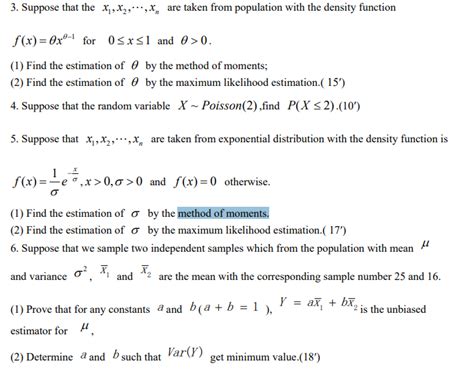 Solved 3 Suppose That The X1 X2 Xn Are Taken From Chegg Com