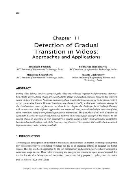 Pdf Detection Of Gradual Transition In Videos Approaches And Applications