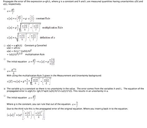 solved propagate the error of the expression a gh l where g