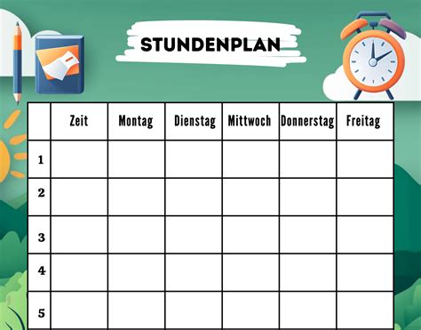 Stundenplan Zum Ausdrucken Kostenlos Herunterladen