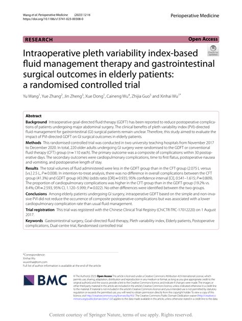 Pdf Intraoperative Pleth Variability Index Based Fluid Management
