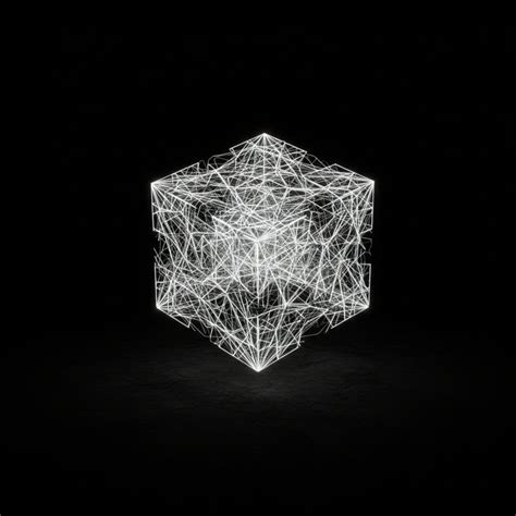 A Complex Geometric Structure Composed Of Intersecting White Lines Forms A Glowing Stock