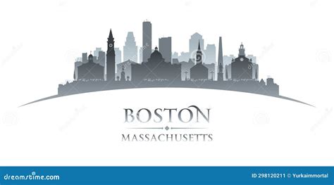 Boston Massachusetts City Silhouette White Background Stock Vector