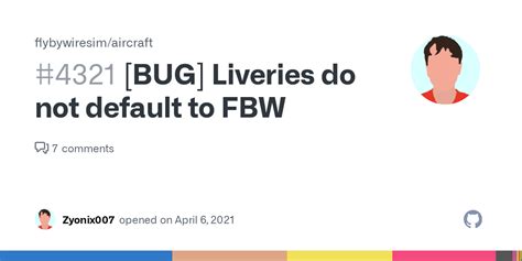 Bug Liveries Do Not Default To Fbw · Issue 4321 · Flybywiresim
