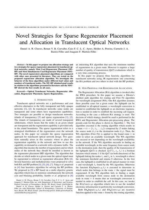 Pdf Novel Strategies For Sparse Regenerator Placement And Allocation