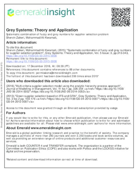 Pdf Systematic Combination Of Fuzzy And Grey Numbers For Supplier Selection Problem Article