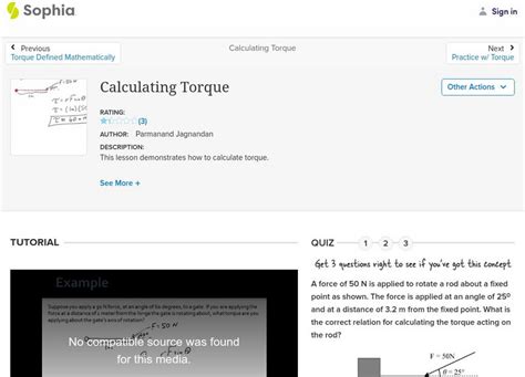 Sophia Calculating Torque Instructional Video For 9th 10th Grade