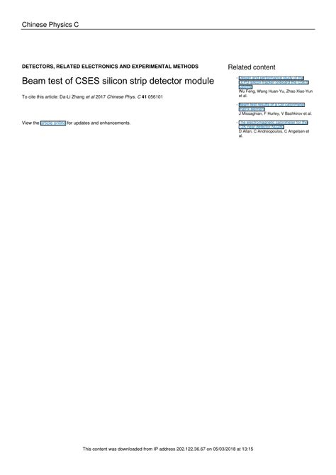 Pdf Beam Test Of Cses Silicon Strip Detector Module