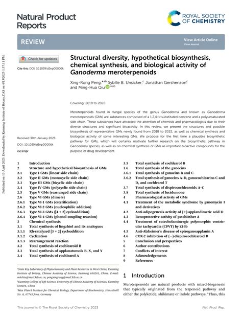 Pdf Structural Diversity Hypothetical Biosynthesis Chemical