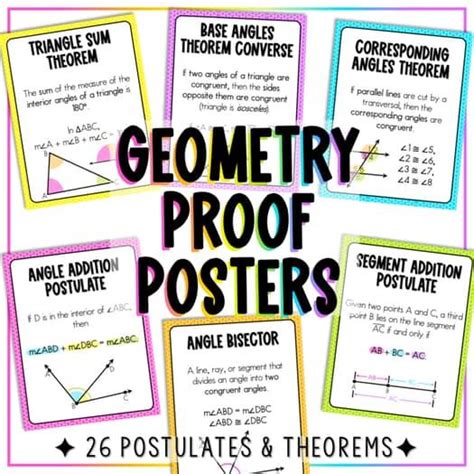 Geometry Proof Posters Geometry Proofs Teaching Geometry High School Math Classroom