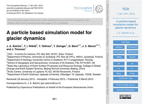 pdf a particle based simulation model for glacier dynamics