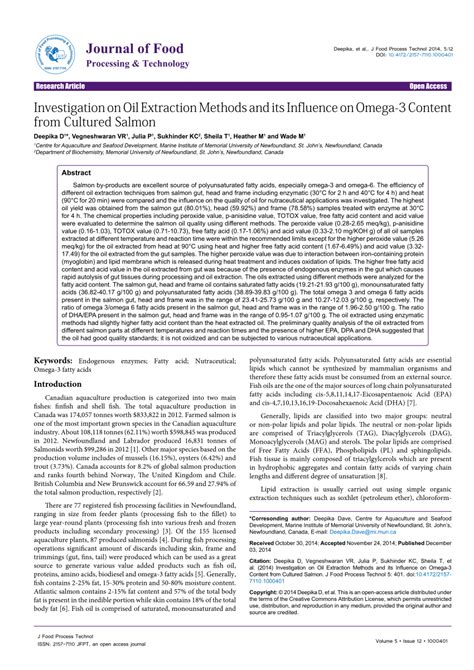 Pdf Investigation On Oil Extraction Methods And Its Influence On Omega 3 Content From Cultured