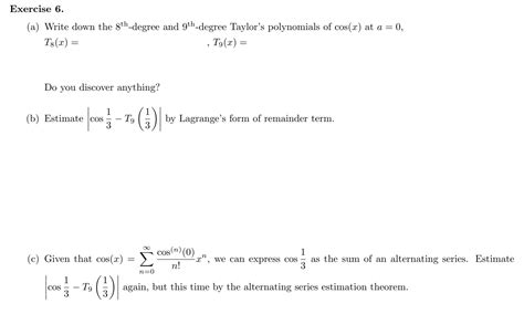 solved exercise 6 a write down the 8th degree and 9th