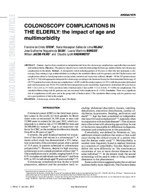 Pdf Colonoscopy Complications In The Elderly The Impact Of Age And