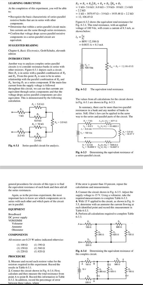 Solved Fig Series Parallel Circuit For Analysis Fig Chegg