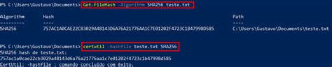 verificar hash sha256 via terminal windows
