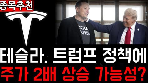 일론 머스크 트럼프 정책에 따라 테슬라 주가 2배 상승 가능성 Youtube