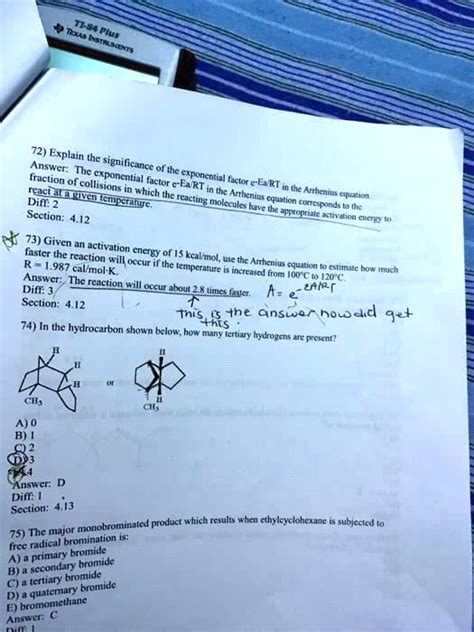 Solved Explain The Significance Of The Exponential Factor E Ea Rt