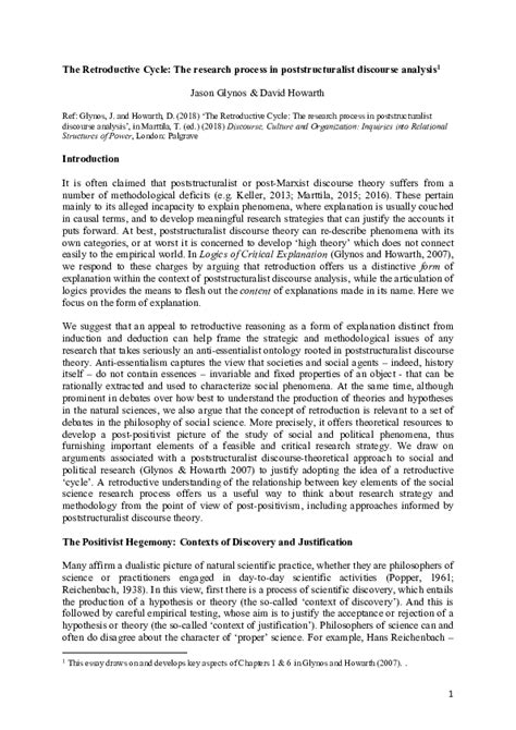 Pdf The Retroductive Cycle The Research Process In Poststructuralist Discourse Analysis Pre