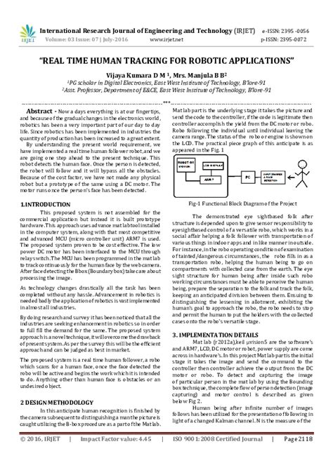 pdf real time human tracking for robotic applications