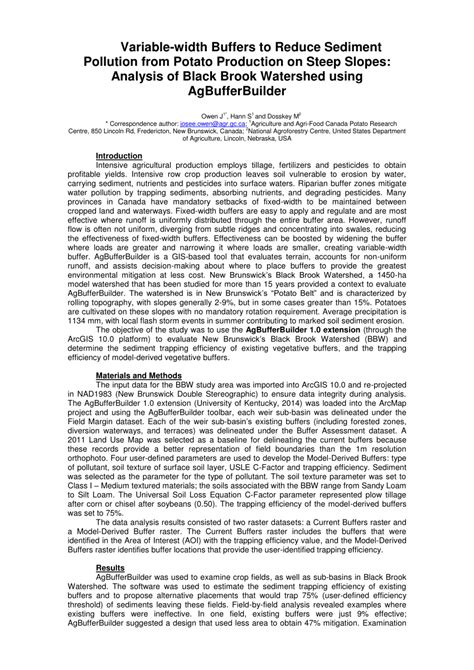 Pdf Variable Width Buffers To Reduce Sediment Pollution From Potato