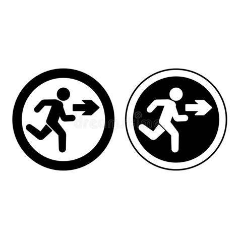 Exit Signs Black And White Vector Icons Stock Vector Illustration Of Isolated Icon 340554880