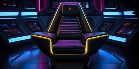 80s Inspired Captain Chair From Star Trek With Neon Lights And Cockpit