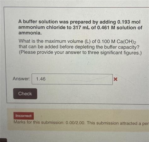 solved a buffer solution was prepared by adding 0 193 mol