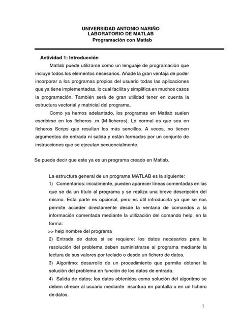 Programación Con Matlab Pdf Programa De Computadora Programación