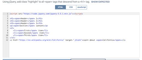 Solved Challenge Activity 521 Jquery Selectors Jump To