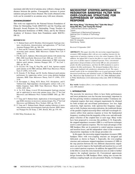 Pdf Microstrip Stepped‐impedance Resonator Bandpass Filter With Over