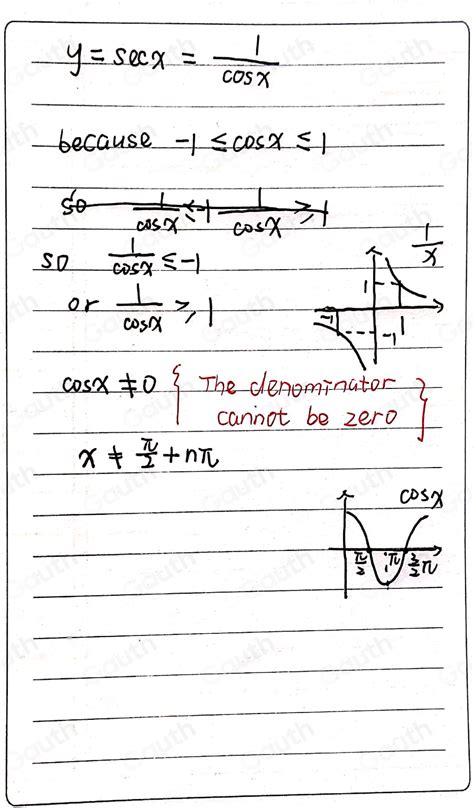 Solved 3 Which Of The Following Represents The Domain And Range Of Y Sec X 1 Poin Domain