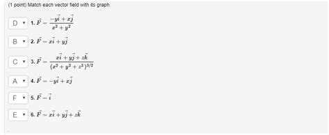 solved 1 point match each vector field with its graph b