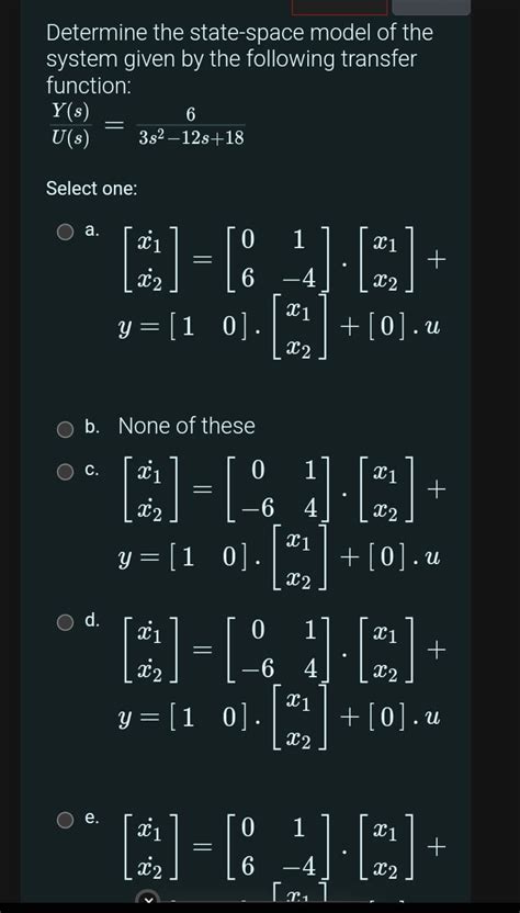 Solved Determine The State Space Model Of The System Given Chegg Com