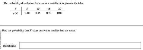 Solved The Probability Distribution For A Random Variable X