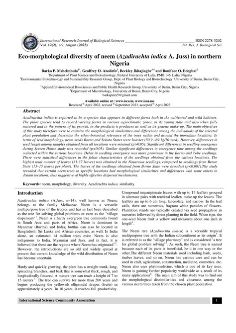 Pdf Genetic Diversity Assessment Of Neem Azadirachta Indica A Juss
