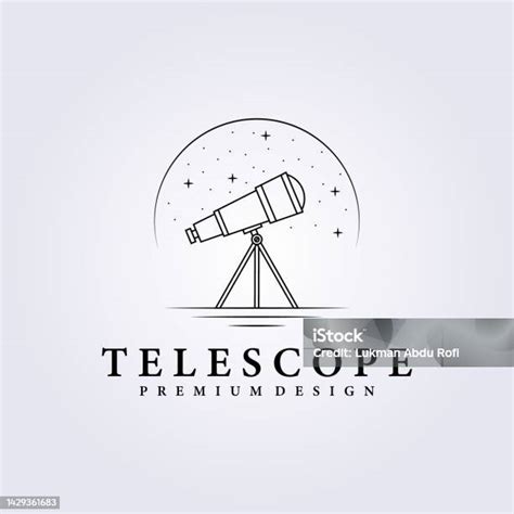 라인 아트 망원경 간단한 아이콘 벡터 천문학 일러스트 레이 션 디자인 은하 공간 텔레스코프 봉우리에 대한 스톡 벡터 아트 및