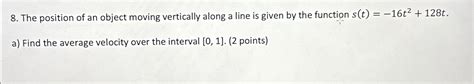 solved the position of an object moving vertically along a