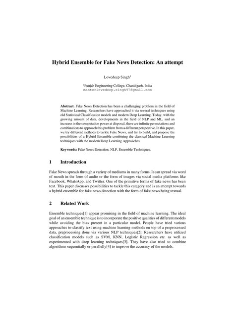 Pdf Hybrid Ensemble For Fake News Detection An Attempt