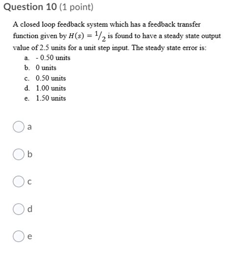 Solved Question Point A Closed Loop Feedback System Chegg