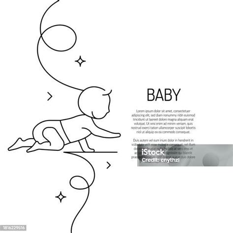 아기 아이콘의 연속 선화입니다 손으로 그린 상징 벡터 일러스트 레이 션 개념에 대한 스톡 벡터 아트 및 기타 이미지 개념