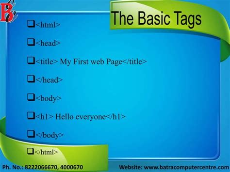 Html Css And Javascript Training Institute In Ambala Batra Computer