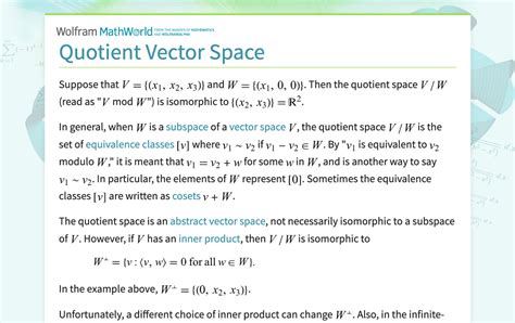 Quotient Vector Space From Wolfram Mathworld