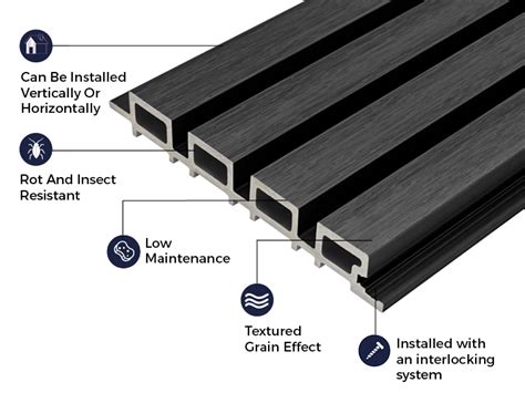 Cladco Composite Slatted Wall Cladding Panels Charcoal 2 5m