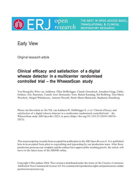 Pdf Clinical Efficacy And Satisfaction Of A Digital Wheeze Detector In A Multicenter
