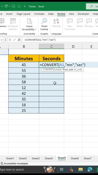 convert minutes to second in excel youtubeshorts shortsvideo