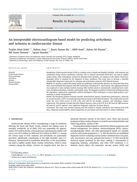 Pdf An Interpretable Electrocardiogram Based Model For Predicting