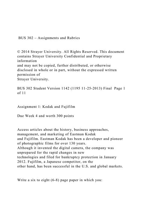 Bus 302 Assignments And Rubrics © 2014 Strayer Unive Docx