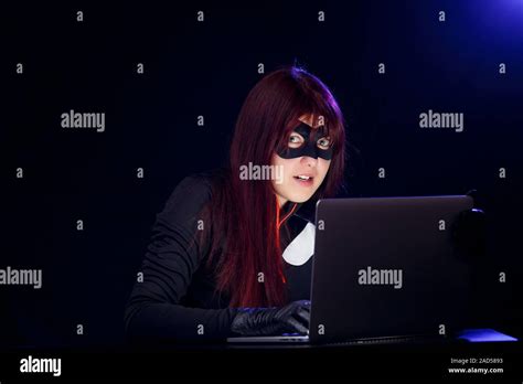 Dangerous Hacker In Mask Close Up Stock Photo Alamy