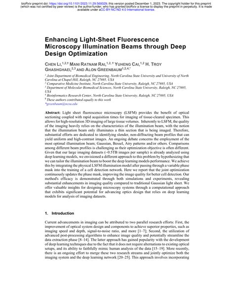 Pdf Enhancing Light Sheet Fluorescence Microscopy Illumination Beams